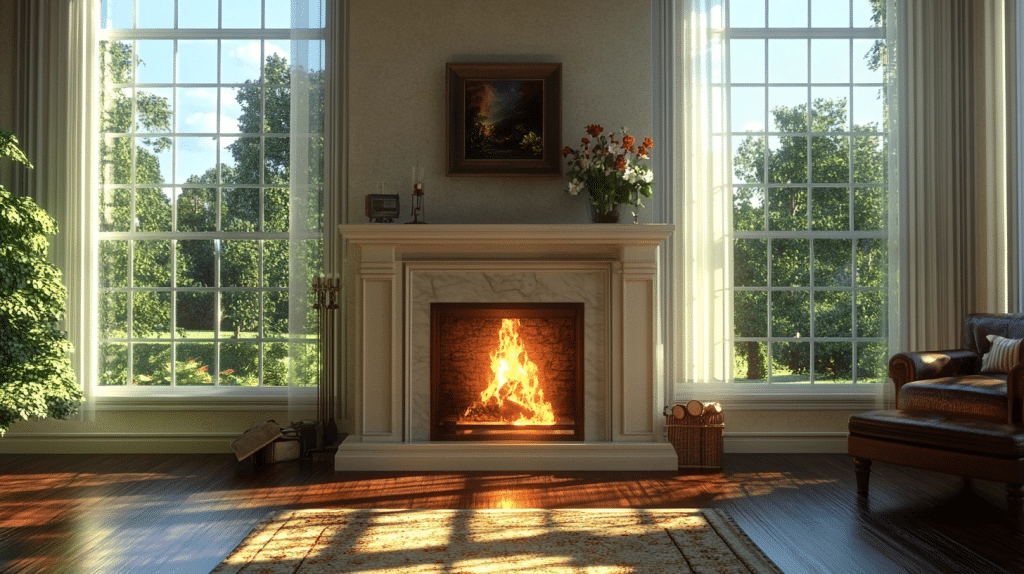 Cozy Symmetry: 41 Fireplace Ideas Between Windows - HelpWithDIY